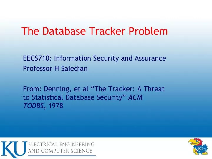 PPT - The Database Tracker Problem PowerPoint Presentation, free ...