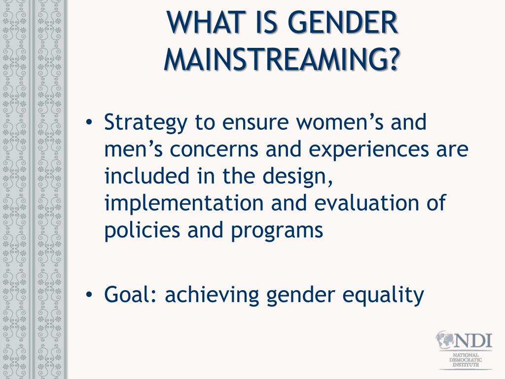 Ppt Introduction To Gender Mainstreaming Gender Women And Politics