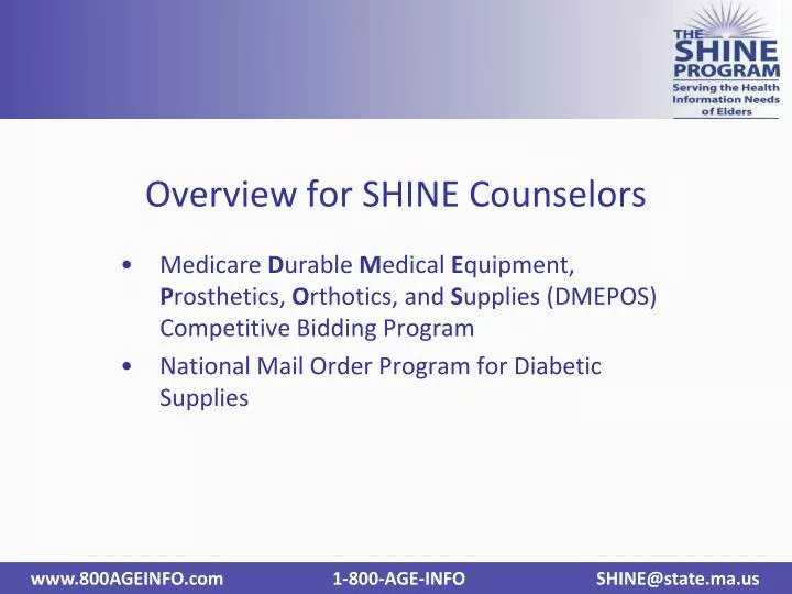 PPT - Overview for SHINE Counselors PowerPoint Presentation, free ...