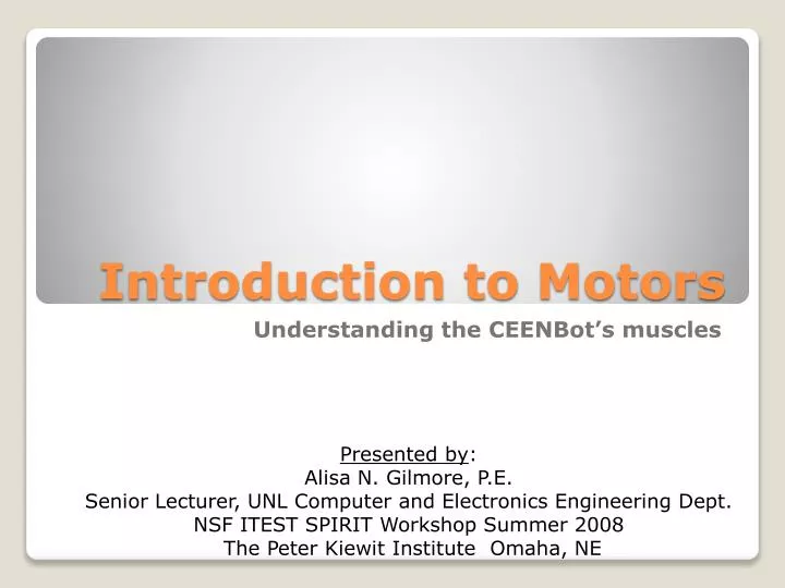 PPT - Introduction to Motors PowerPoint Presentation, free download ...