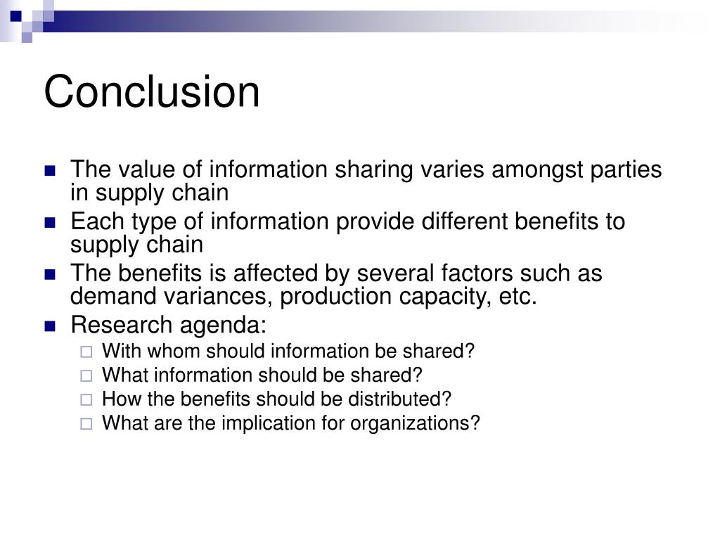 PPT - Information Sharing in Supply Chains: a Literature Review and ...