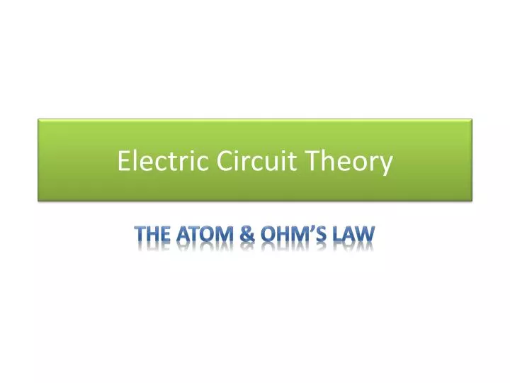 PPT - Electric Circuit Theory PowerPoint Presentation, free download ...