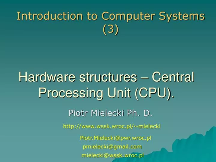PPT - Hardware structures – Central Processing Unit (CPU). PowerPoint ...