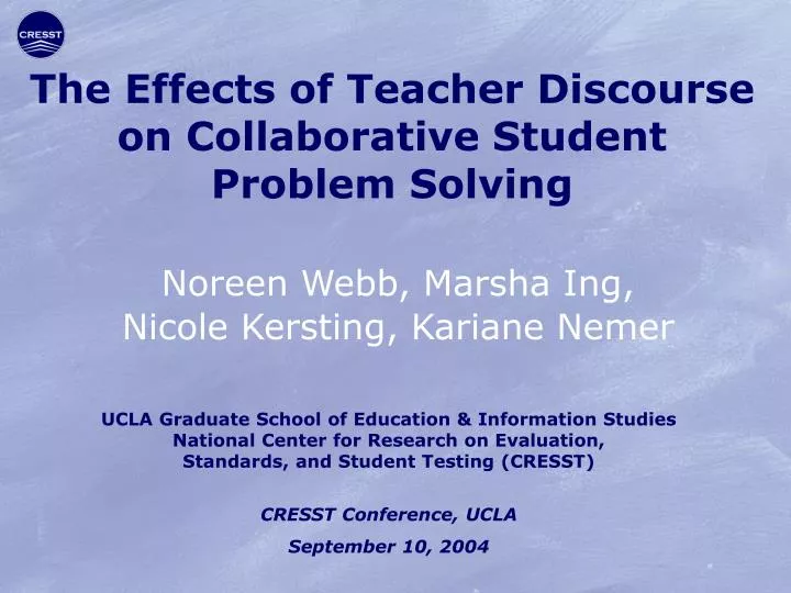 PPT - The Effects of Teacher Discourse on Collaborative Student Problem Solving PowerPoint ...