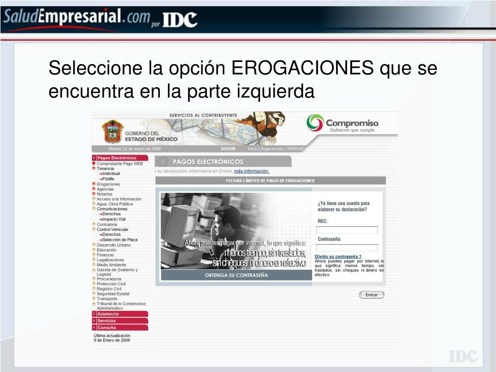 PPT - Seleccione la opción EROGACIONES que se encuentra en la parte ...