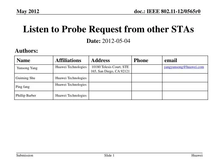 PPT - Listen to Probe Request from other STAs PowerPoint Presentation ...
