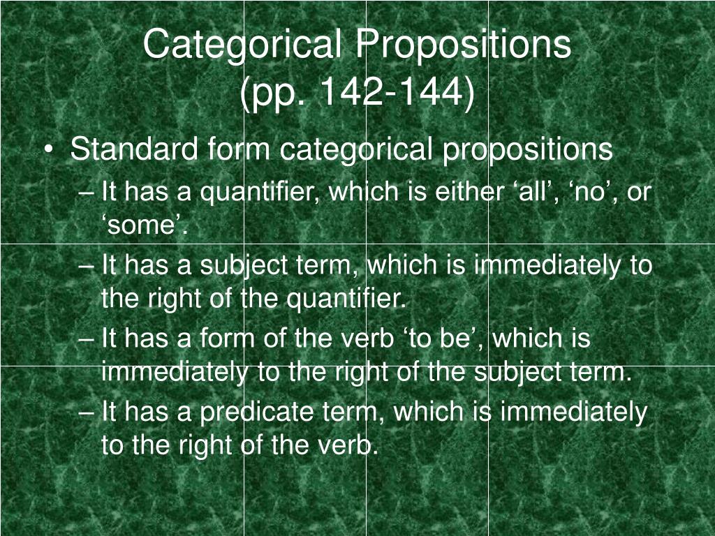 PPT - Chapter 13: Categorical Propositions PowerPoint Presentation ... PPT - Chapter 13: Categorical Propositions PowerPoint Presentation ...