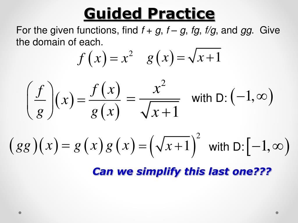 Ppt Combining Functions Algebraically Composite Functions And