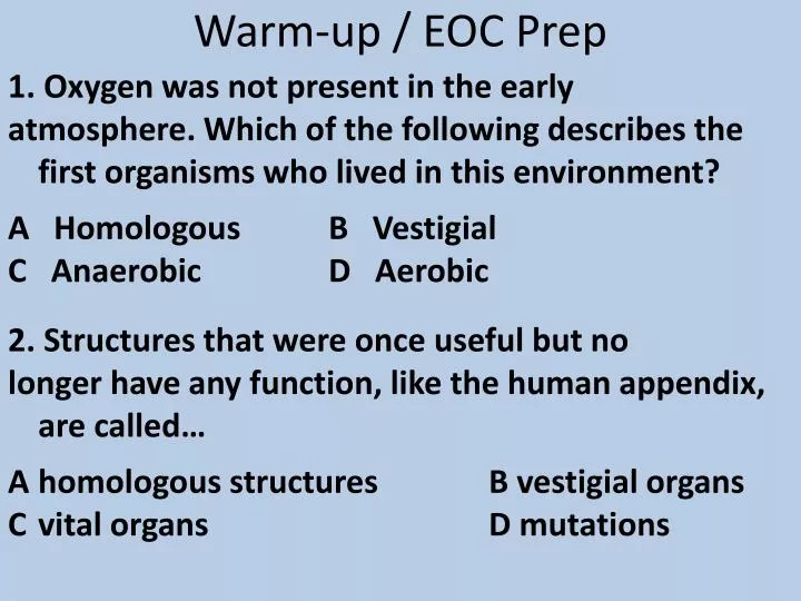 PPT - Warm-up / EOC Prep PowerPoint Presentation, free download - ID ...