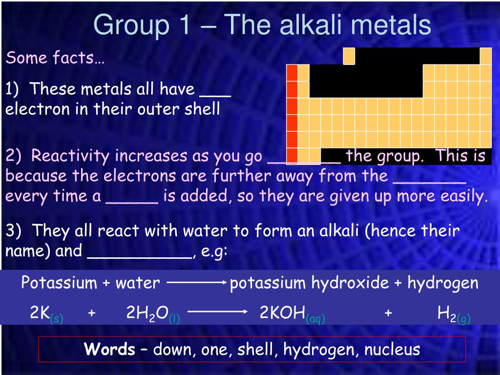 PPT - Groups 1 & 2, the Alkali Metals and the Alkaline Earth metals ...