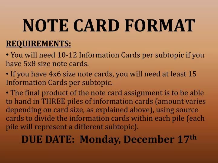 PPT - NOTE CARD FORMAT PowerPoint Presentation, free download - ID:5526604