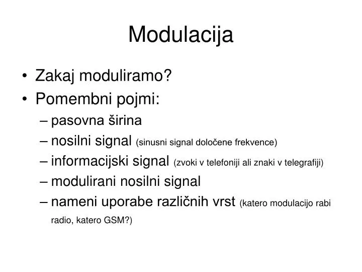 PPT - Modulacija PowerPoint Presentation, free download - ID:5527471