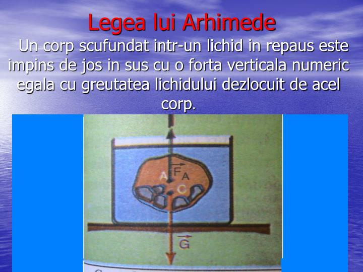 PPT - Aplicatiile legii lui ARHIMEDE PowerPoint Presentation - ID:5527784