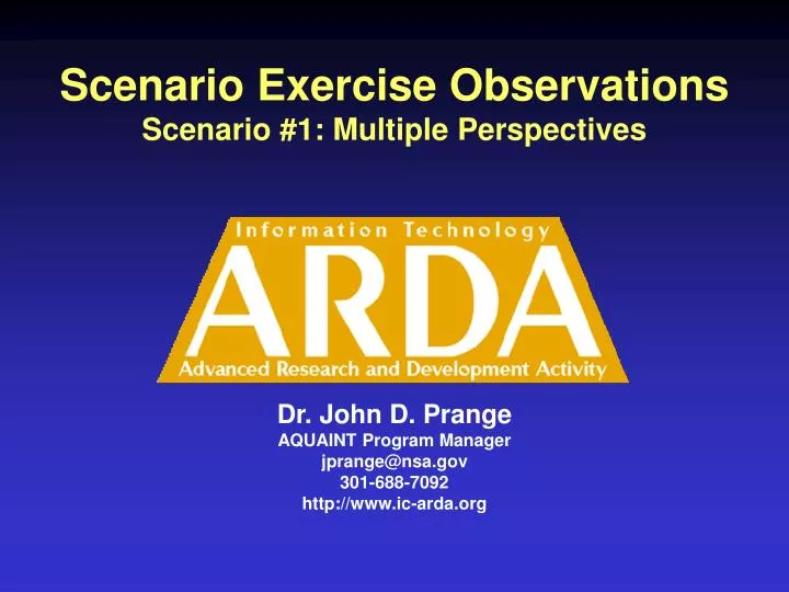 PPT - Scenario Exercise Observations Scenario #1: Multiple Perspectives ...