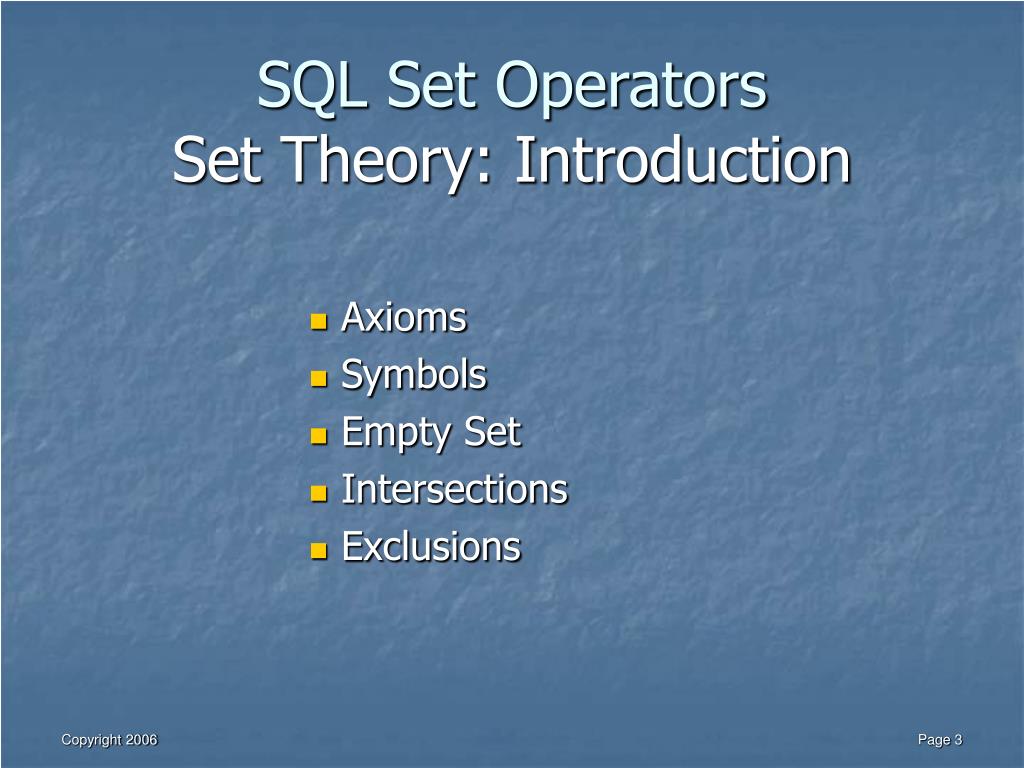 Ppt Sql Set Operators Oracle And Ansi Standard Sql Powerpoint Presentation Id5538814