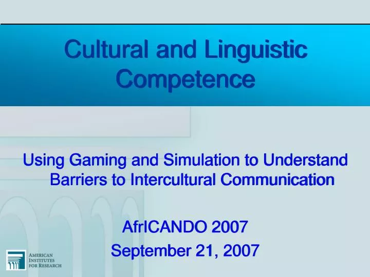 PPT - Cultural and Linguistic Competence PowerPoint Presentation, free ...