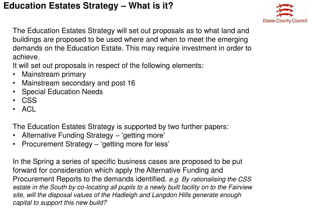 PPT - Education Estates Strategy Overview: Enhancing Infrastructure ...