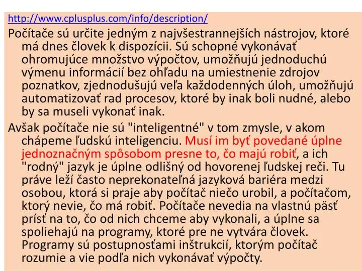 PPT - cplusplus/info/description/ PowerPoint Presentation, free download - ID:5540137