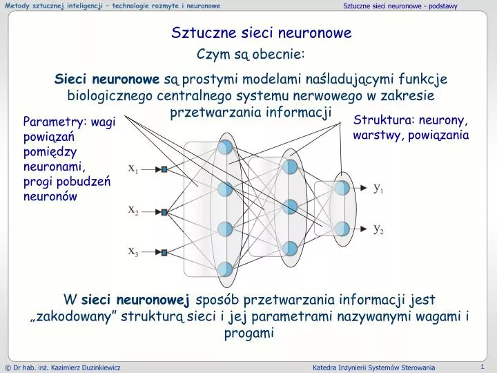 PPT - Sztuczne sieci neuronowe PowerPoint Presentation, free download - ID:5541170