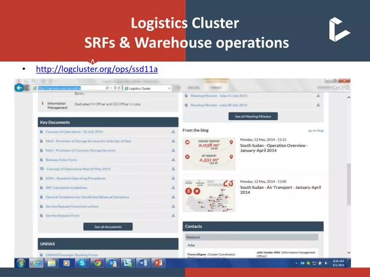 PPT - Logistics Cluster SRFs & Warehouse operations PowerPoint ...