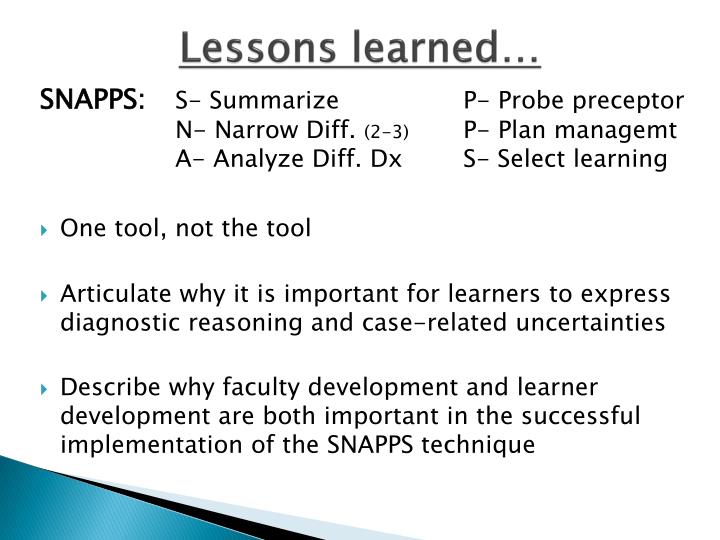 PPT - SNAPPS – Expressing Clinical Reasoning and Uncertainties during ...