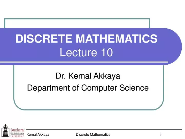PPT - DISCRETE MATHEMATICS Lecture 10 PowerPoint Presentation, free ...