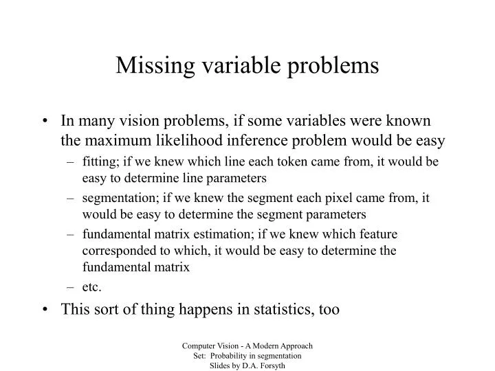PPT - Missing variable problems PowerPoint Presentation, free download ...