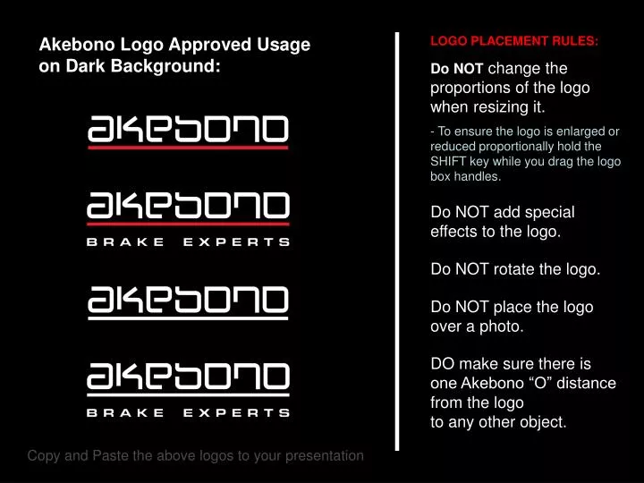 PPT - Akebono Logo Approved Usage on Dark Background: PowerPoint ...