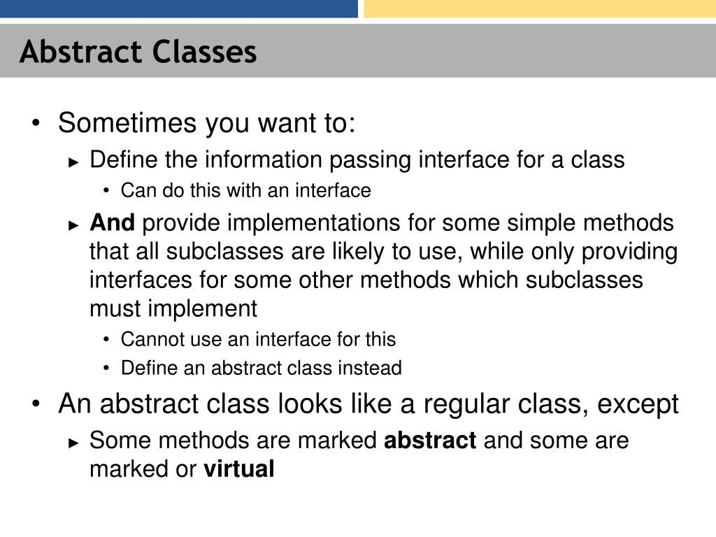 Ppt Inheritance Method Overloading Interfaces Abstract Classes Powerpoint Presentation Id