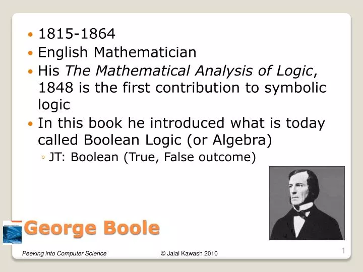 PPT - George Boole PowerPoint Presentation, free download - ID:5551445