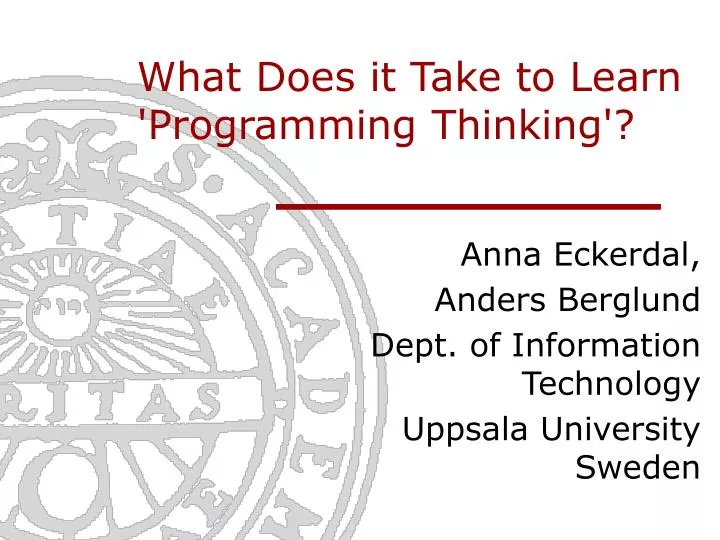 PPT - What Does it Take to Learn 'Programming Thinking'? PowerPoint ...