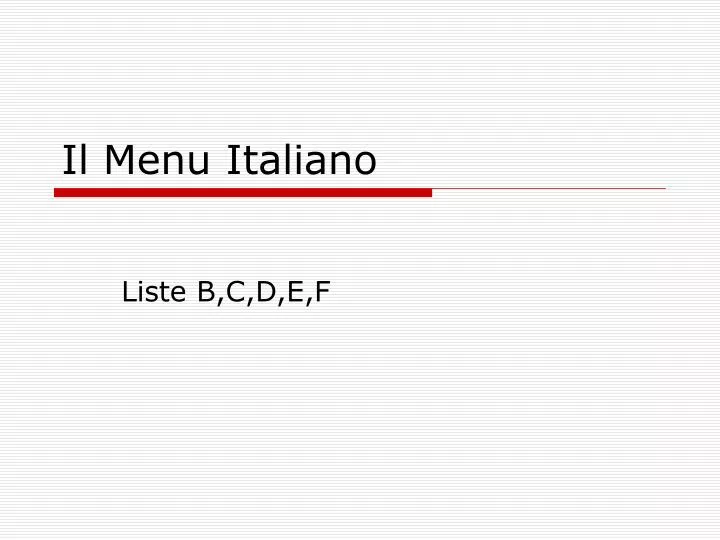 PPT - Il Menu Italiano PowerPoint Presentation, free download - ID:5555442