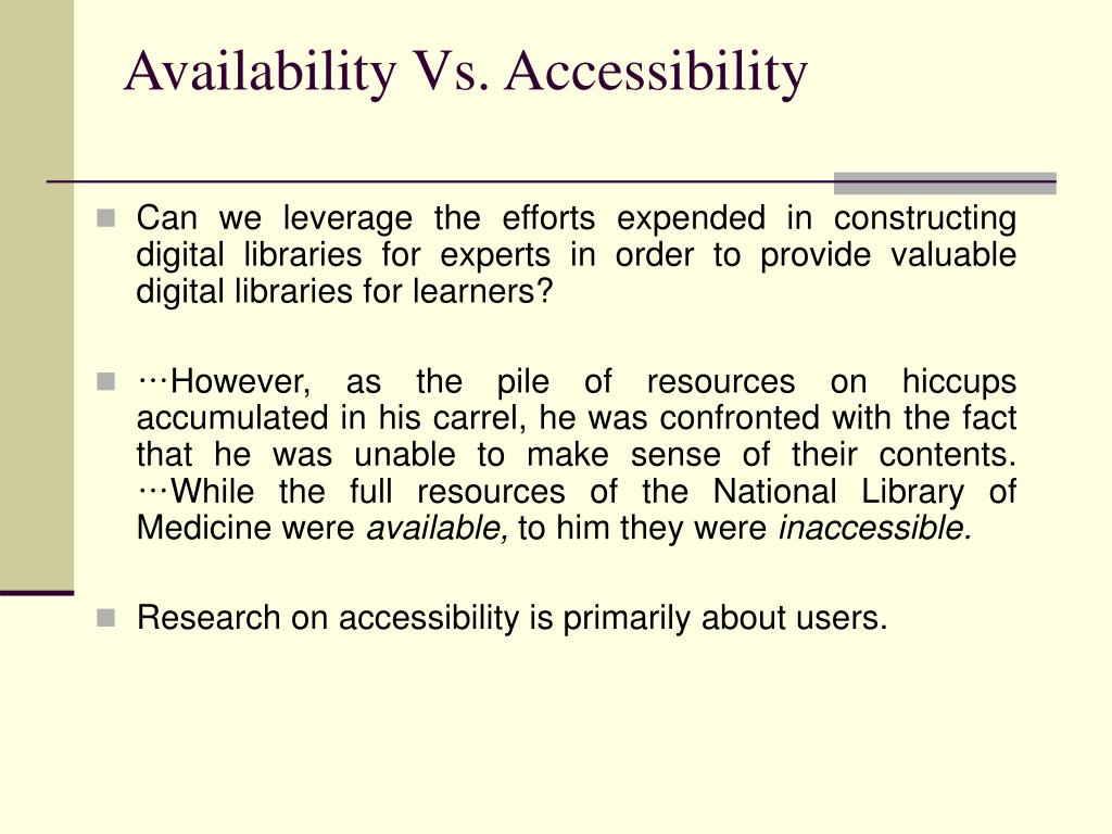 PPT - Adapting Digital Libraries for Learners: Accessibility Vs ... PPT - Adapting Digital Libraries for Learners: Accessibility Vs ...
