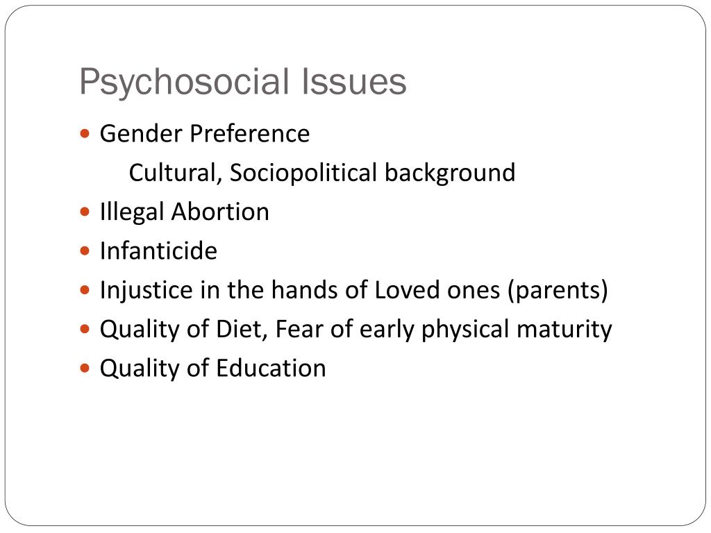 PPT - PSYCHOSOCIAL ISSUES & PSYCHOLOGICAL HEALTH OF WOMEN PowerPoint ...