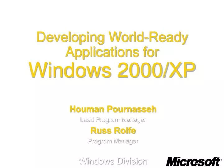 PPT - Developing World-Ready Applications for Windows 2000/XP ...