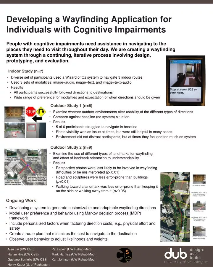 PPT - Developing a Wayfinding Application for Individuals with Cognitive Impairments PowerPoint ...