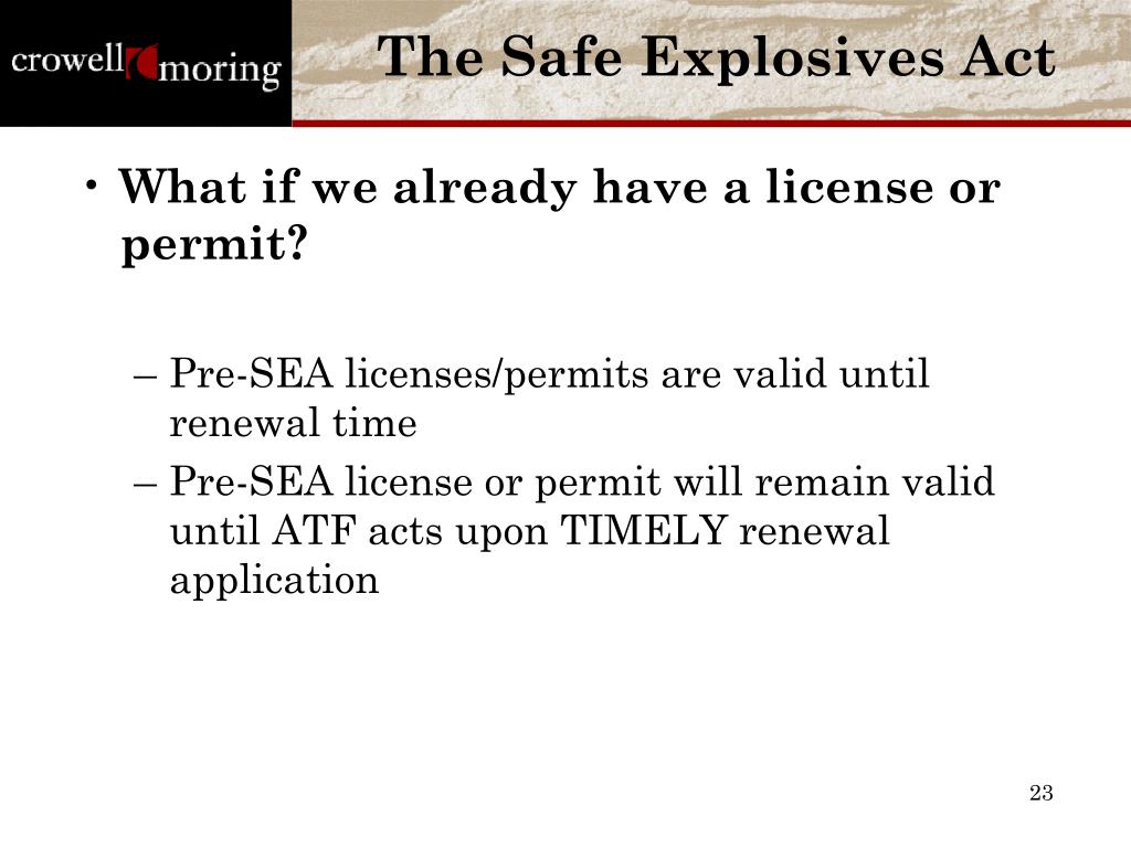 PPT - The Safe Explosives Act: A New World of Permits, Fingerprints ...