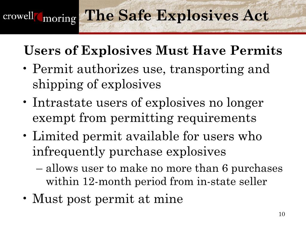 PPT - The Safe Explosives Act: A New World of Permits, Fingerprints ...