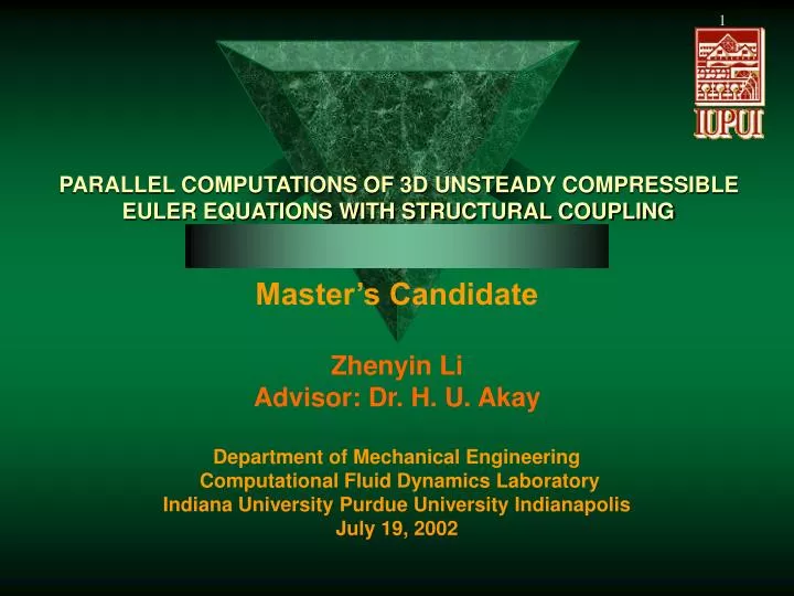 Ppt Parallel Computations Of 3d Unsteady Compressible Euler Equations