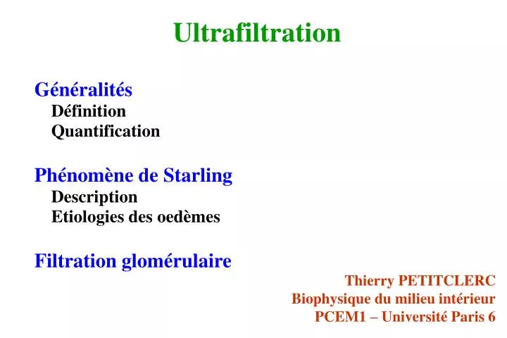 PPT - Ultrafiltration PowerPoint Presentation, free download - ID:5568697