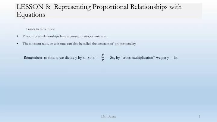 PPT - LESSON 8: Representing Proportional Relationships with Equations ... PPT - LESSON 8: Representing Proportional Relationships with Equations ...