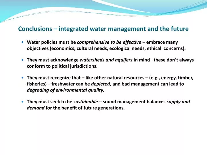 PPT - Conclusions – integrated water management and the future ...