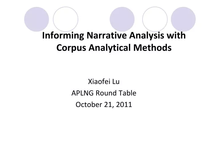PPT - Informing Narrative Analysis with Corpus Analytical Methods ...
