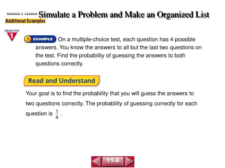 PPT - Simulate a Problem and Make an Organized List PowerPoint ...