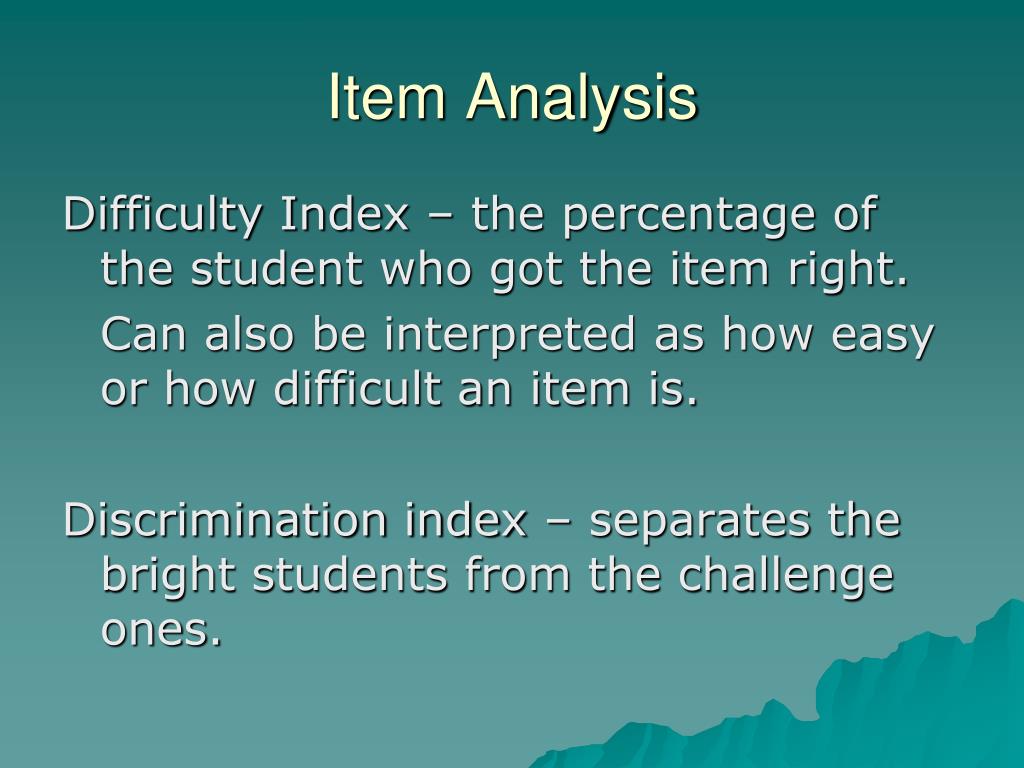 PPT ITEM ANALYSIS PowerPoint Presentation Free Download ID 5578047