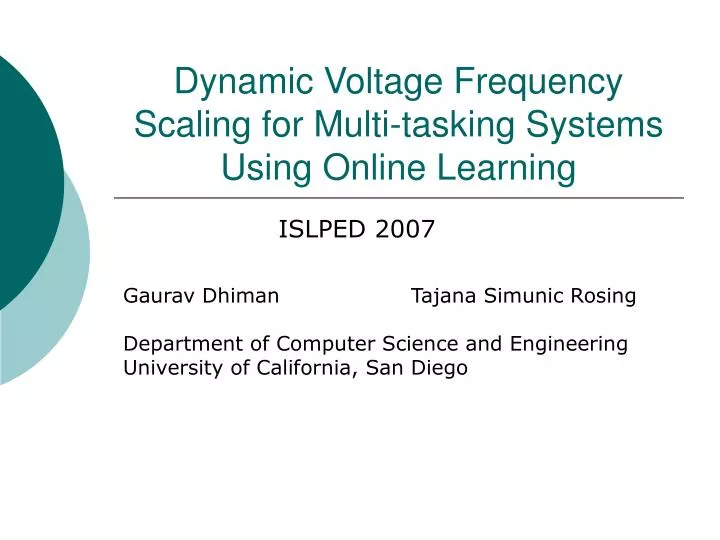 Ppt Dynamic Voltage Frequency Scaling For Multi Tasking Systems Using Online Learning