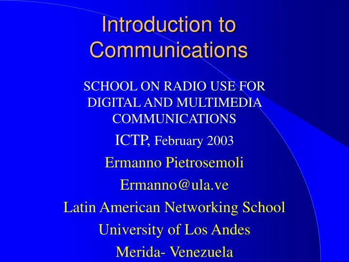 PPT - Introduction to Communications PowerPoint Presentation, free ...
