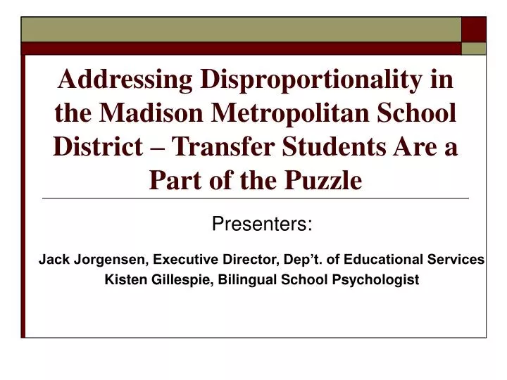 PPT - Presenters: Jack Jorgensen, Executive Director, Dep’t. of ...