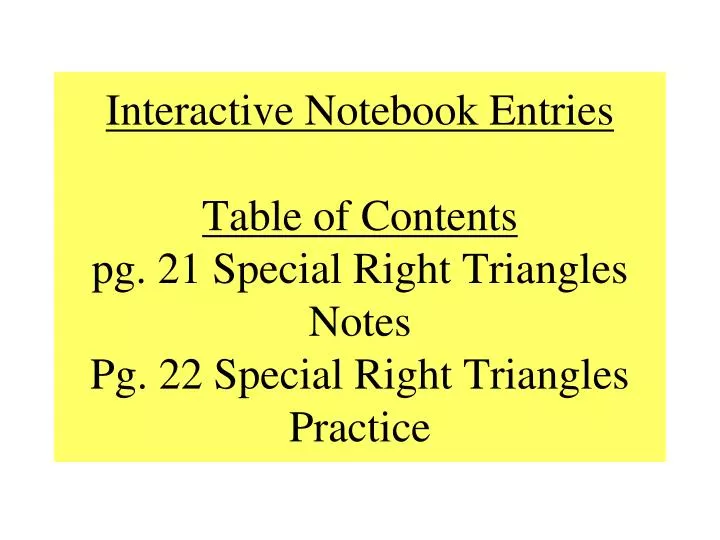 PPT - 7.3 Special Right Triangles PowerPoint Presentation, free ...