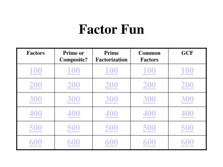 PPT - Factor Fun PowerPoint Presentation, free download - ID:5581419